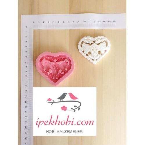 MİNİK KALP ÜSTÜ DESENLİ SİLİKON KALIP - İpek Hobi